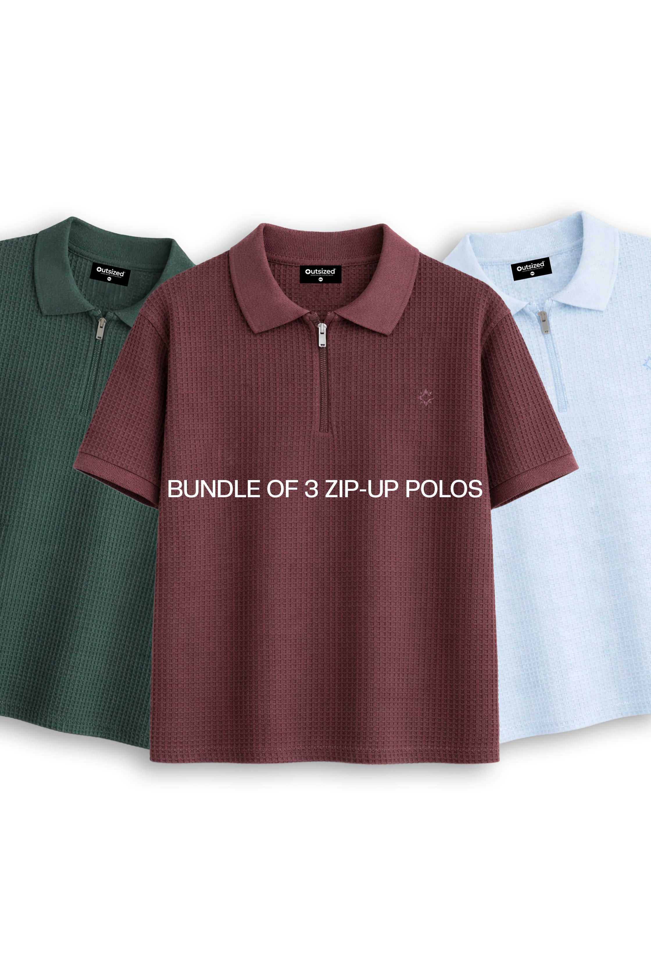 BUNDLE OF 3 ZIP-UP POLOS – Outsized By Checkmate